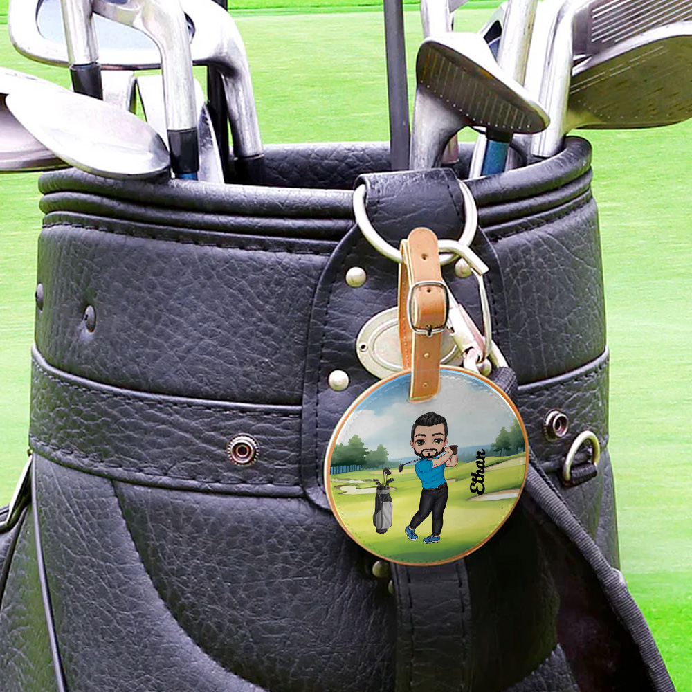 Personalized Cartoon Character Adjustable Leather Golf Tee Holder Bag ...