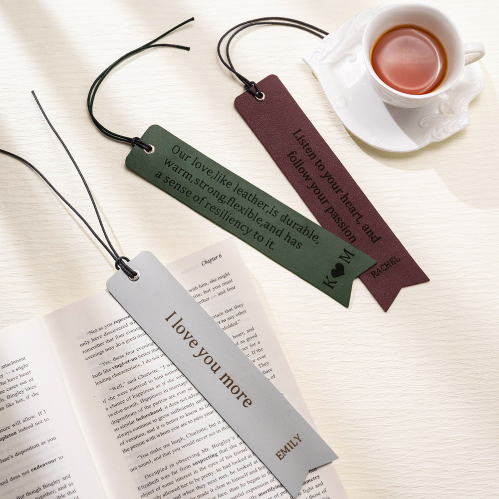 Personalized Leather Bookmark with Engraved Text Reader Birthday Gift ...