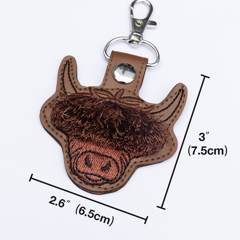 Personalized Embroidery Multicolor Fringe Bangs Highland Cow Leather ...