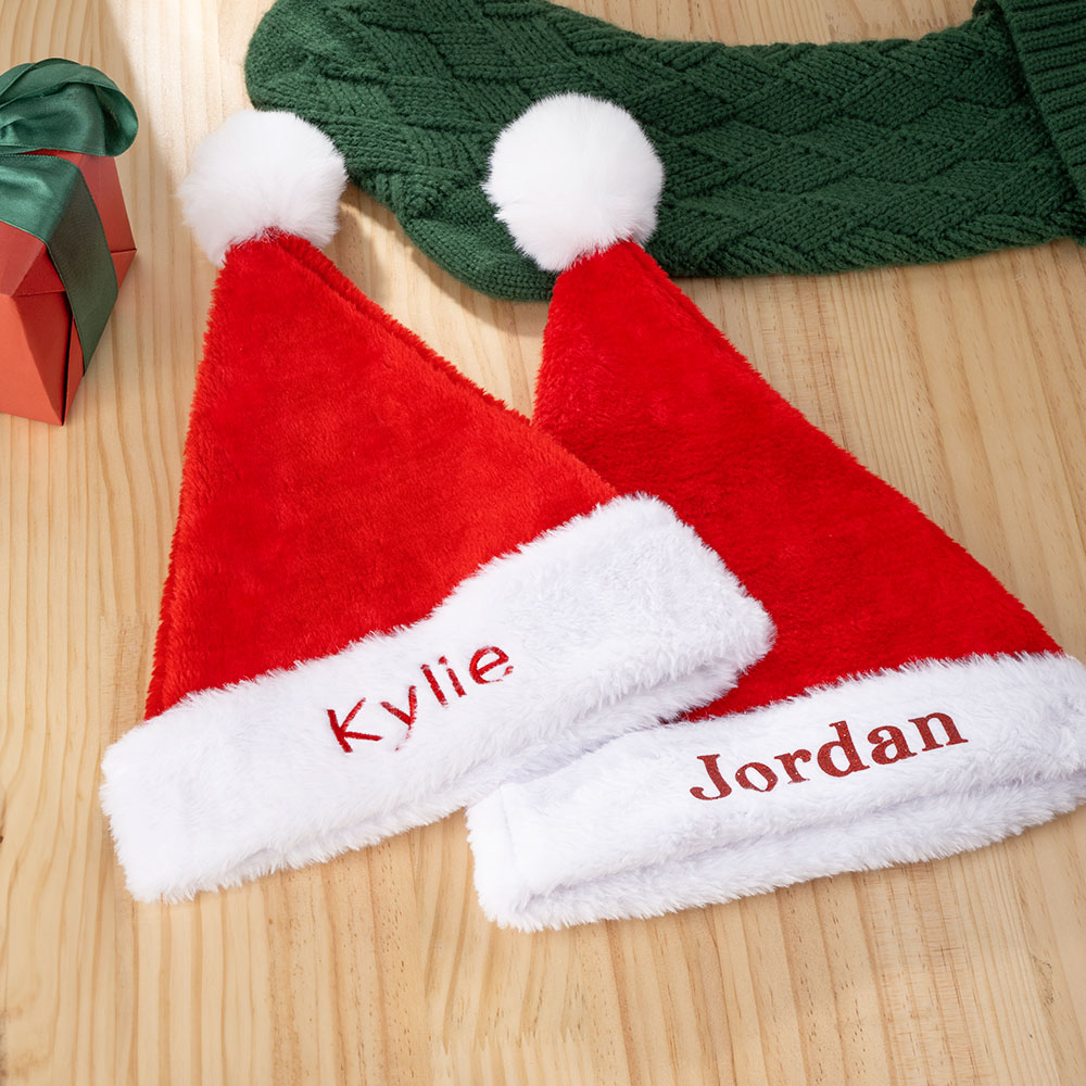 Personalized Soft and Plush Christmas Hat with Glitter Embroidered Name ...