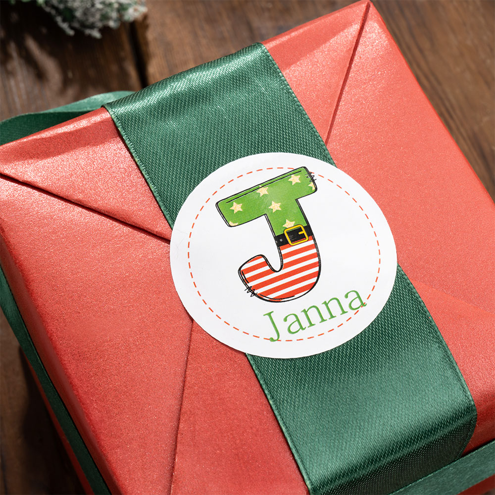 Personalized Santa Coloured Lights Letter Waterproof Stickers Initial ...