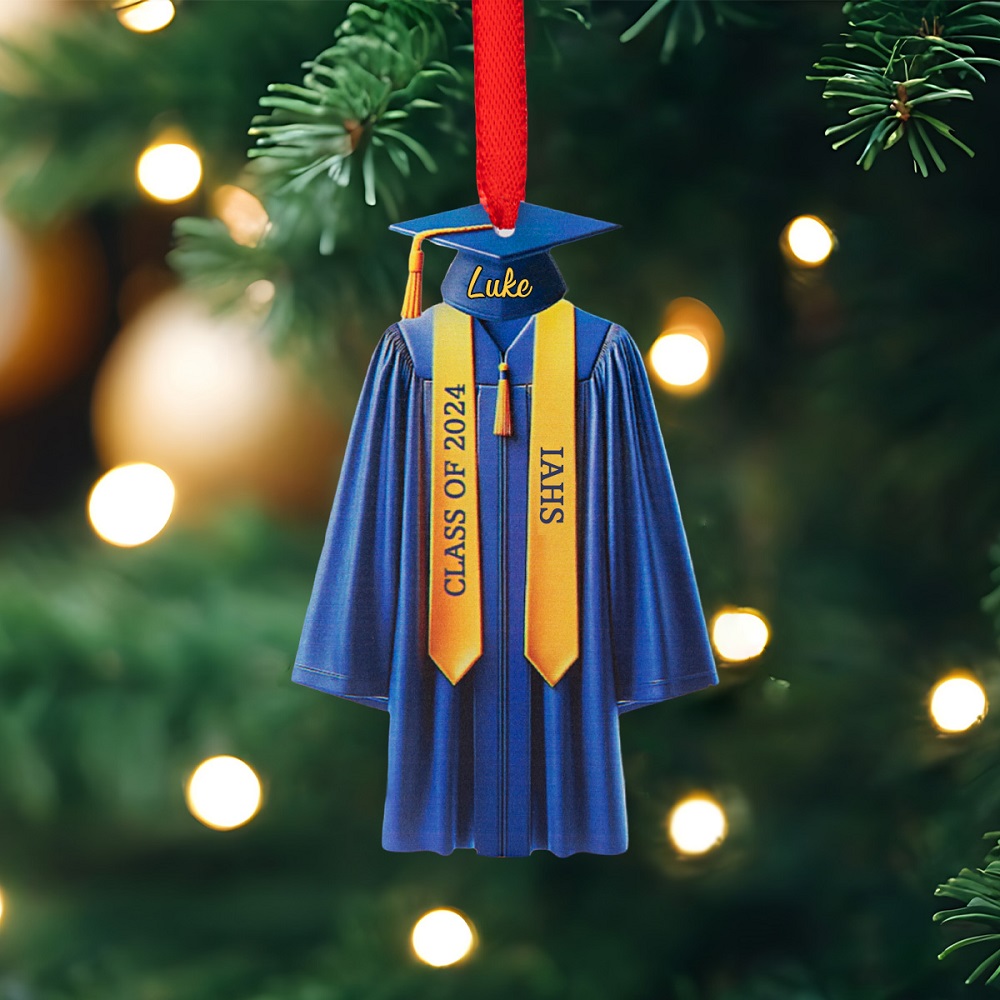 Personalized Graduation Gown Shape Ribbon Acrylic Ornament with Name ...