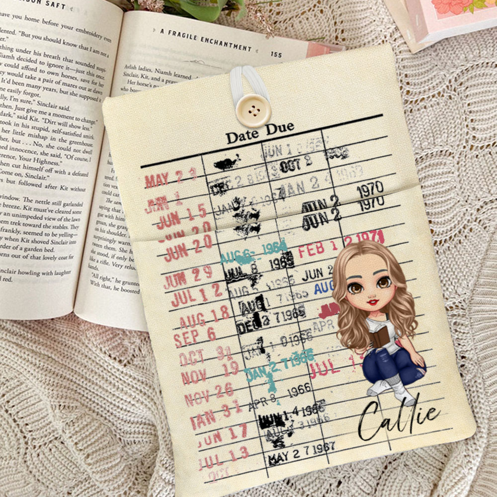 Personalized Retro Date Due Card Cartoon Character Book Sleeve Cover ...