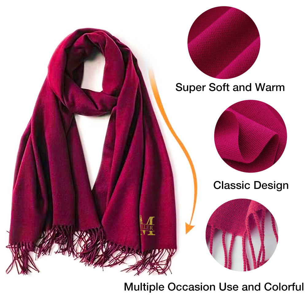 Personalized Embroidered Floral Initial Name Soft Faux Cashmere Scarf ...