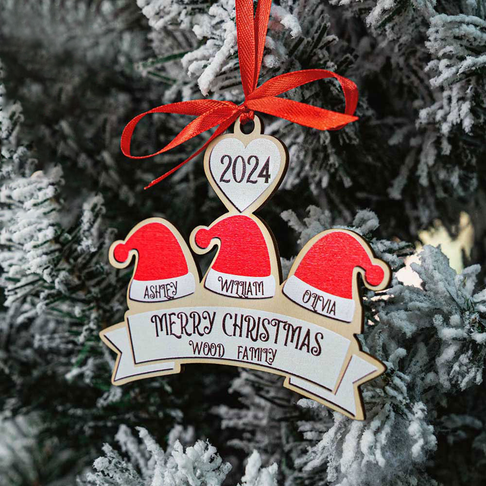 Personalisierte Weihnachtsmütze Weihnachtsornament mit 2-10 Namen Baum ...