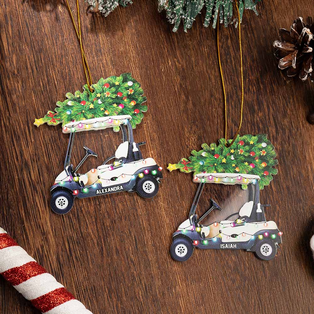 Personalized Colored Lights Christmas Tree Golf Cart 2D Acrylic ...