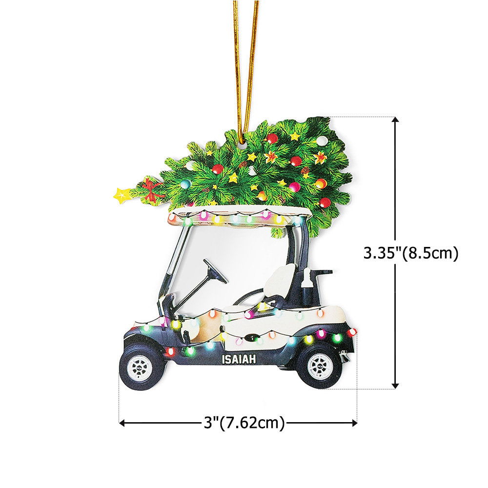 Personalized Colored Lights Christmas Tree Golf Cart 2D Acrylic ...