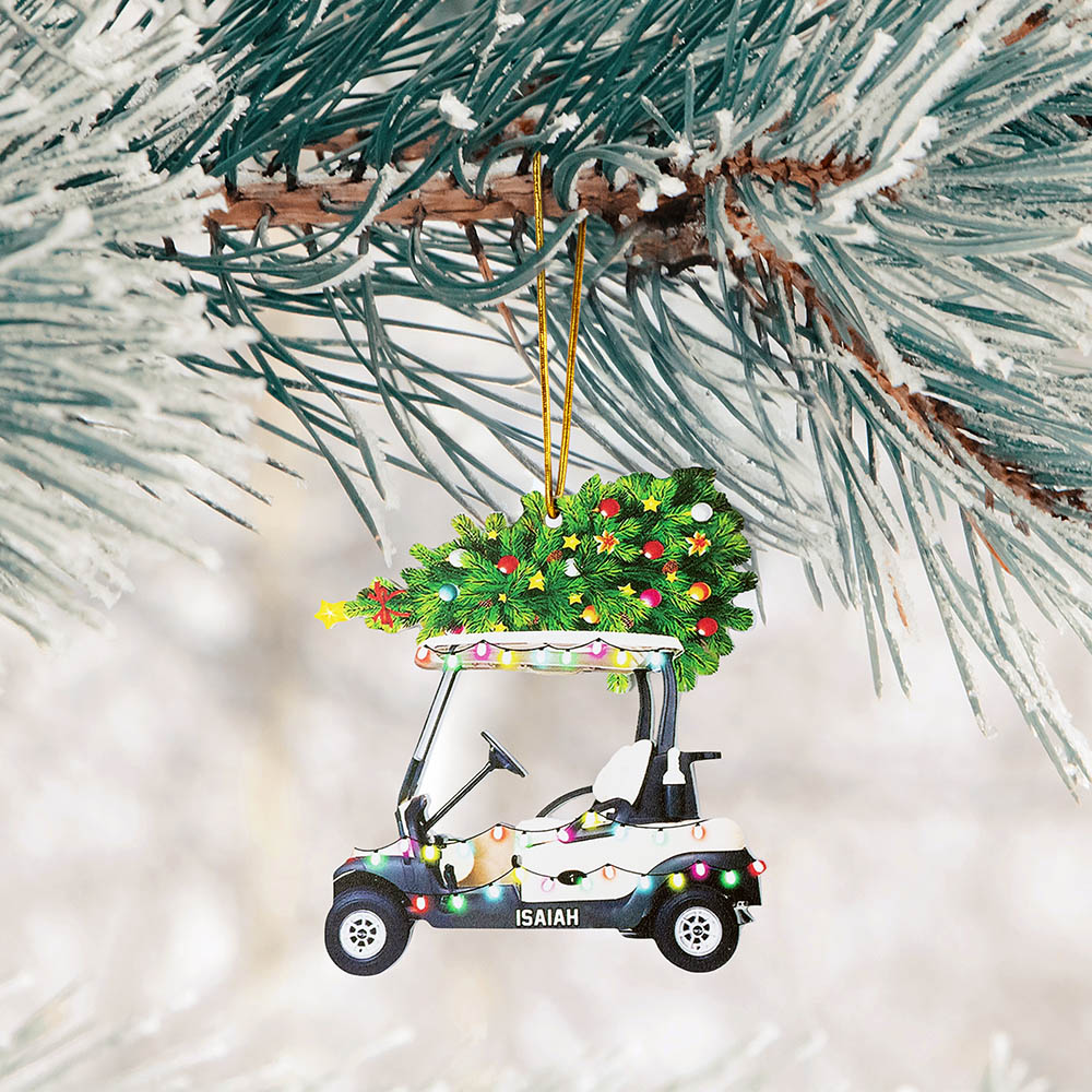 Personalized Colored Lights Christmas Tree Golf Cart 2D Acrylic ...