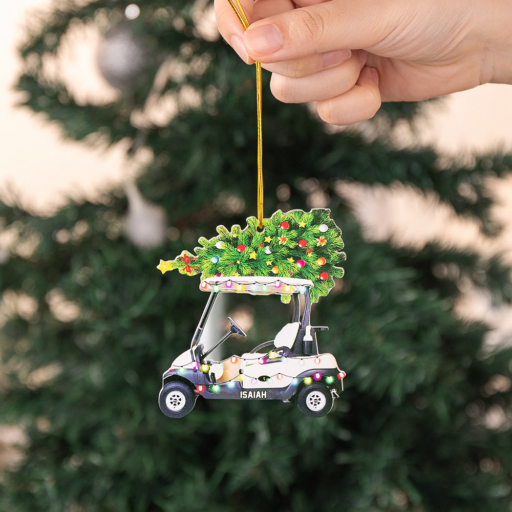 Personalized Colored Lights Christmas Tree Golf Cart 2D Acrylic ...
