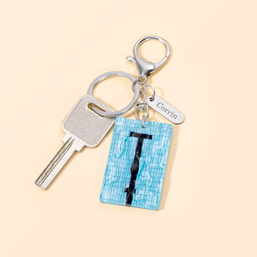 Personalized Swimming Pool Water Ripples Keychain with Engraved Name ...