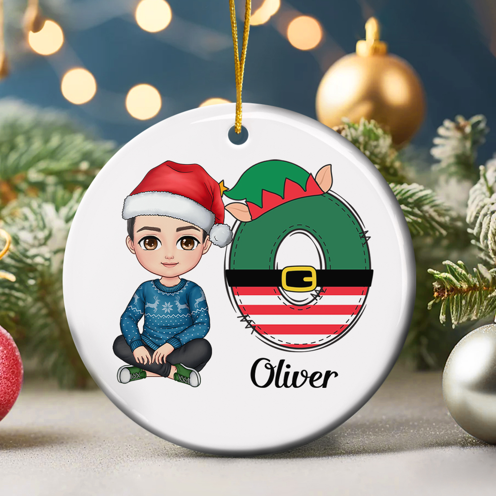 Personalized Cartoon Character Ceramic Christmas Ornament with Cute ...
