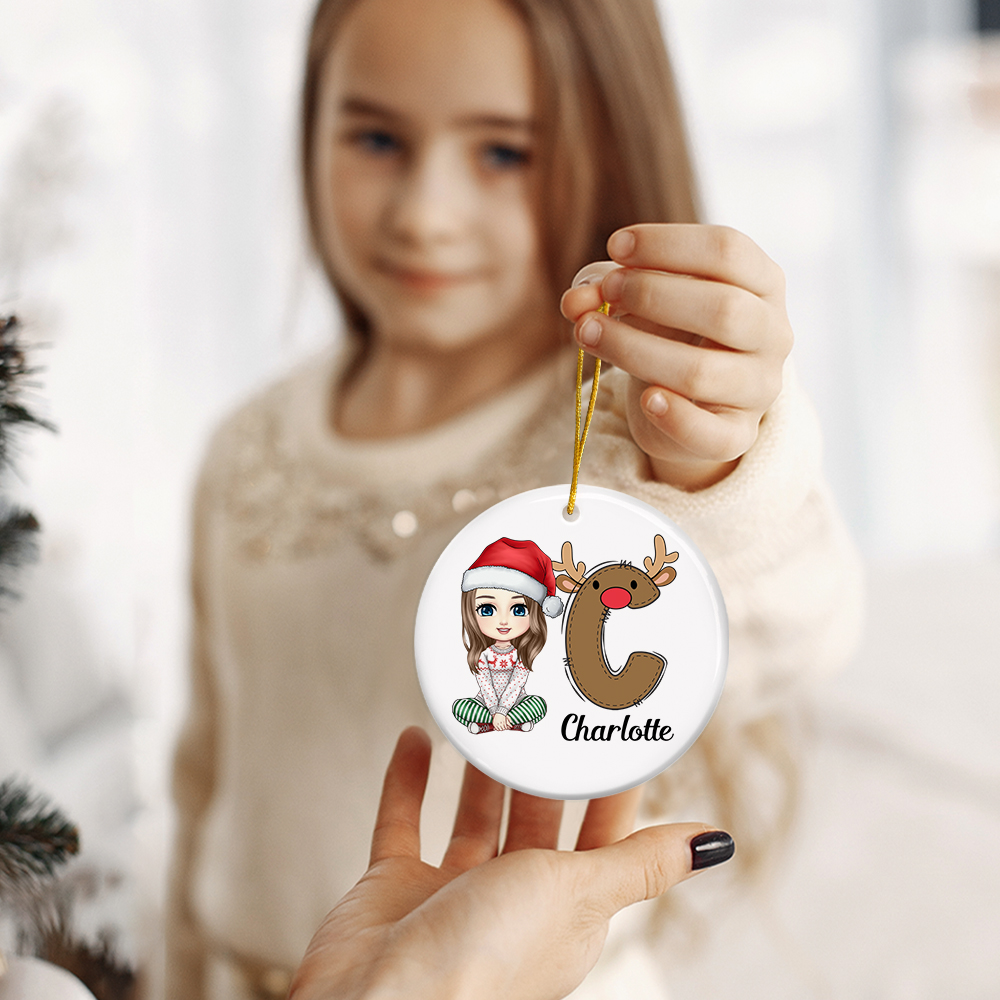 Personalized Cartoon Character Ceramic Christmas Ornament with Cute ...