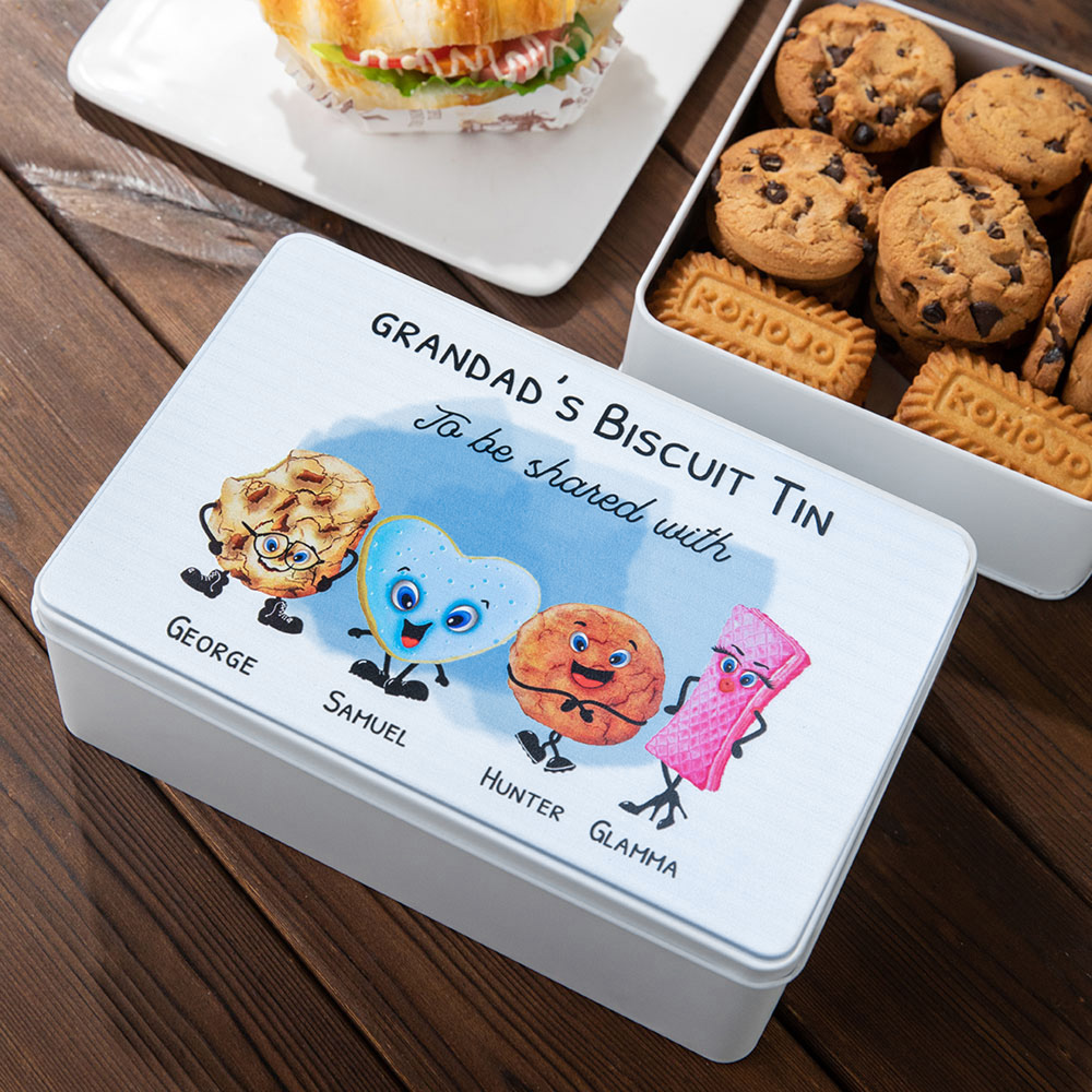Personalized Food Grade Metal Biscuit Tin with Name and Text Birthday ...