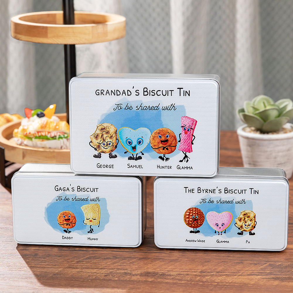 Personalized Food Grade Metal Biscuit Tin with Name and Text Birthday ...
