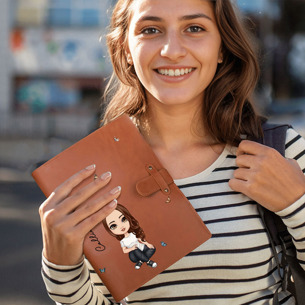 Born to Bloom Journal - Personalized PU Leather A5 Sketchbook Notebook ...