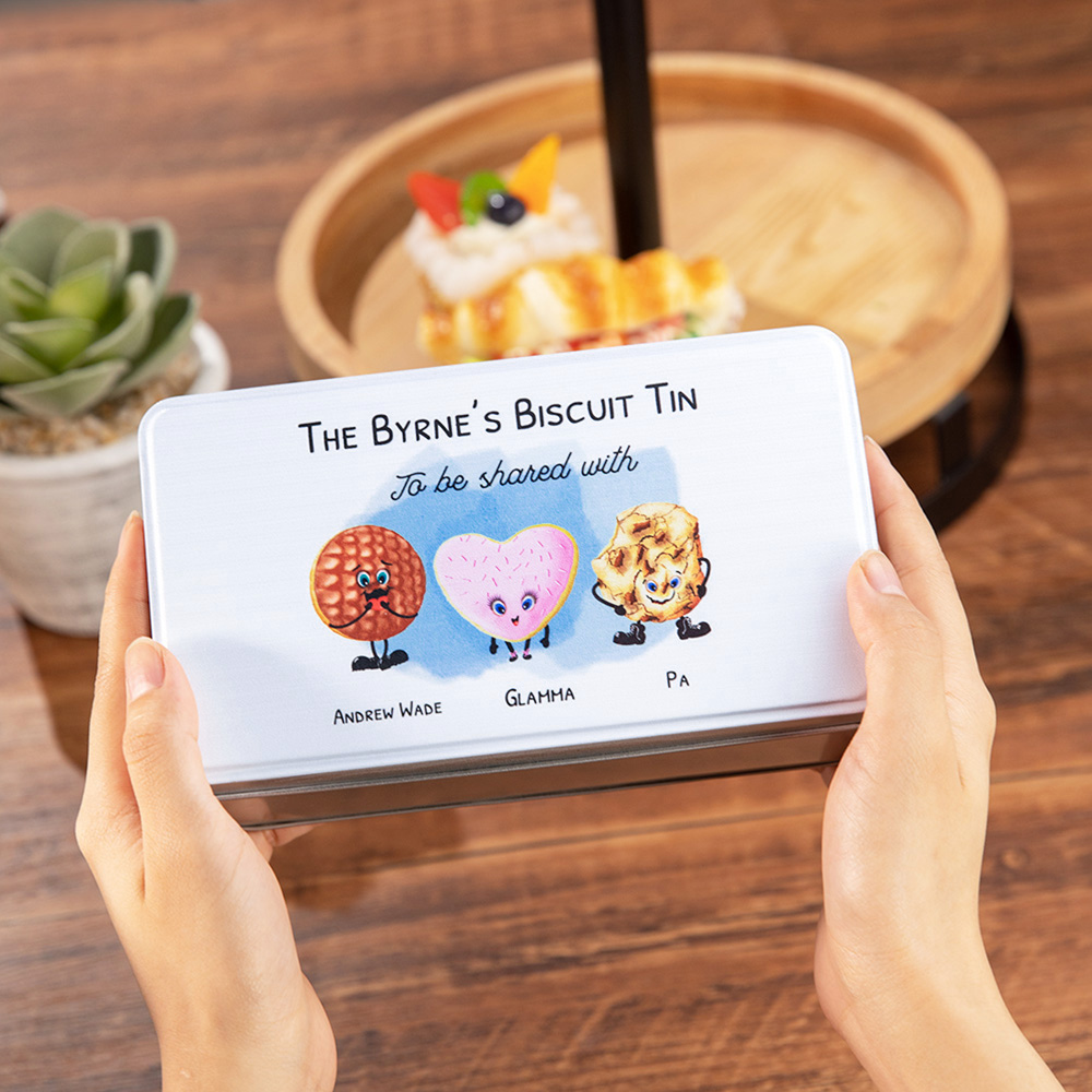 Personalized Food Grade Metal Biscuit Tin with Name and Text Birthday ...
