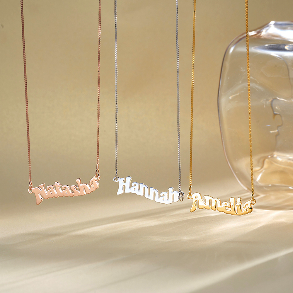 Personalised Minimalist Trending Wavy Name Necklace Birthday ...