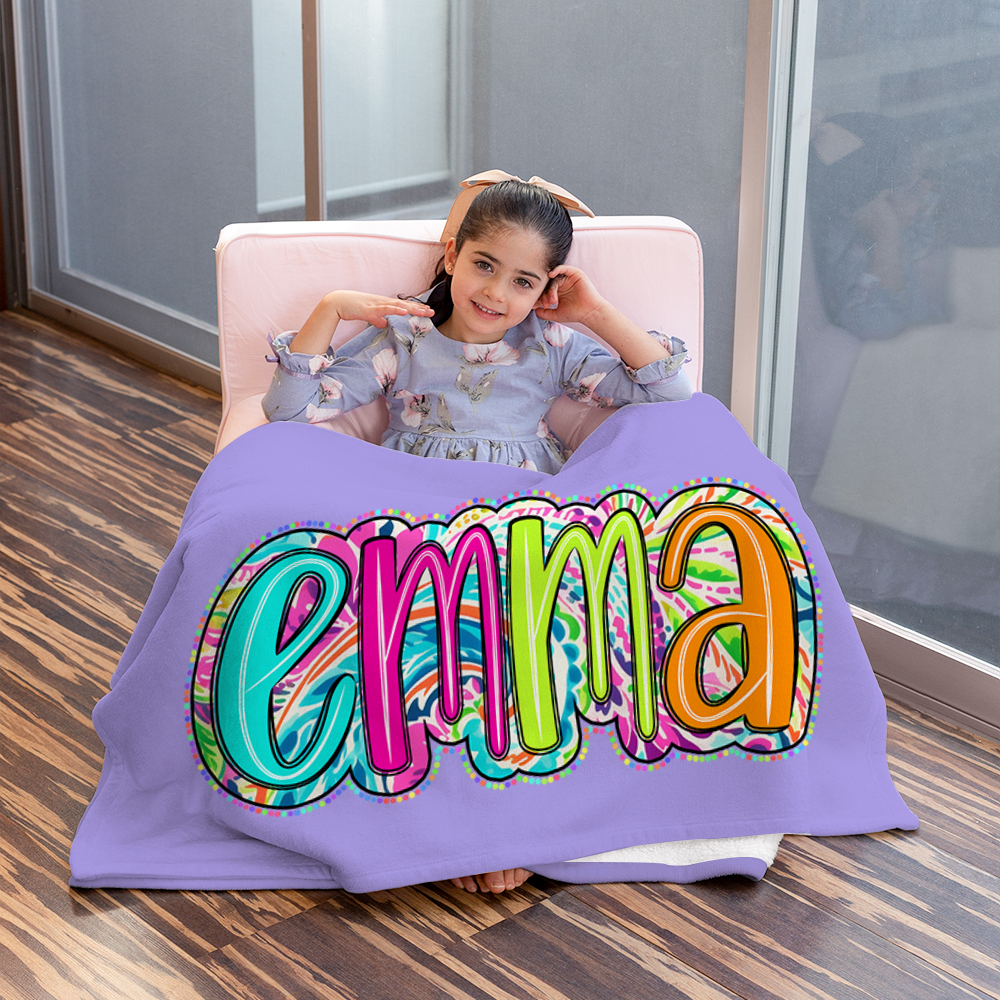 Personalized Bright Paisley Floral Doodle Soft Throw Blanket with Name ...