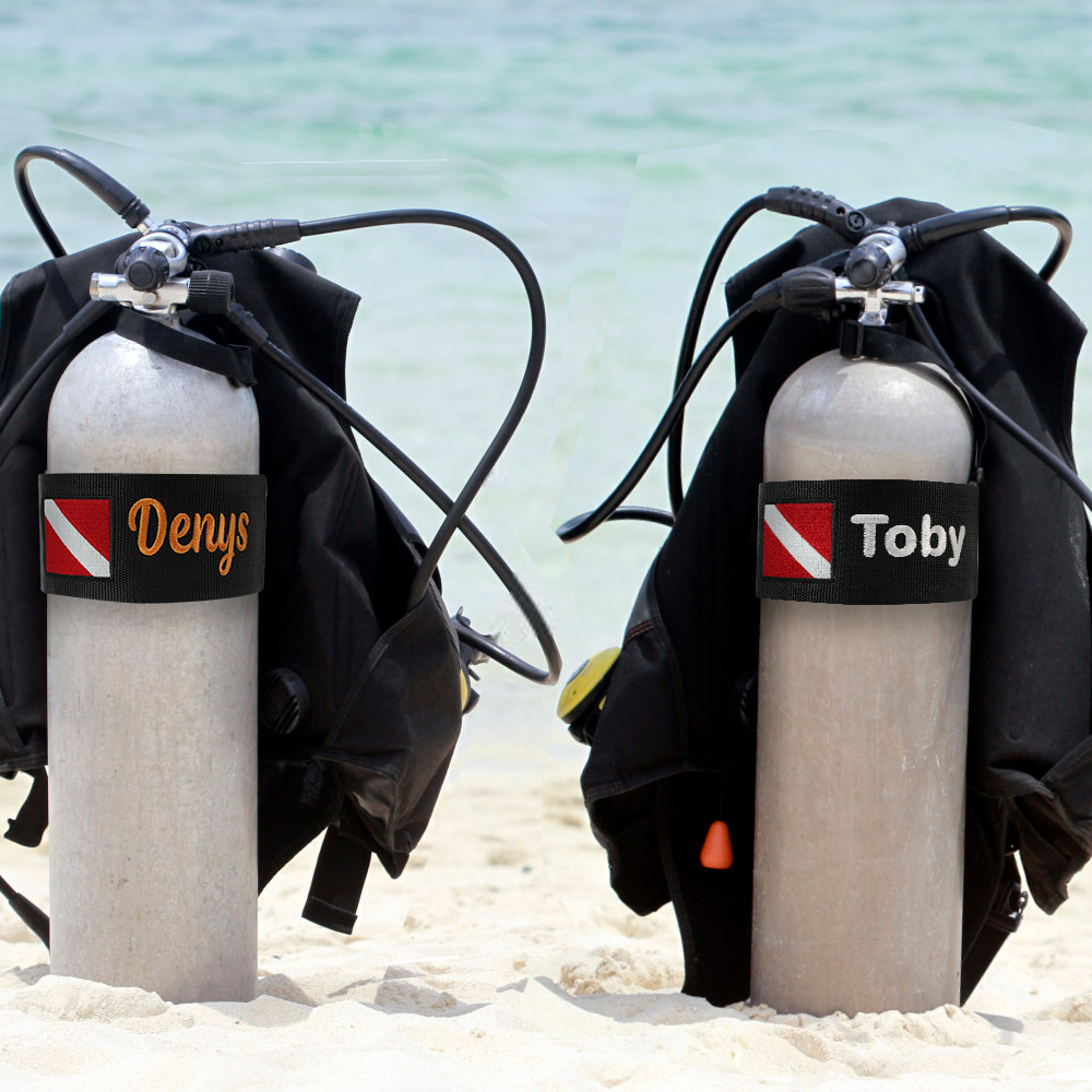 Personalised Embroidered Name Dive Flag Design Scuba Tank Strap with ...