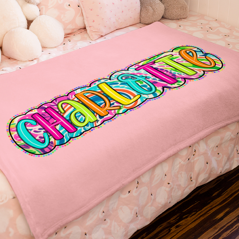 Personalized Bright Paisley Floral Doodle Soft Throw Blanket with Name ...
