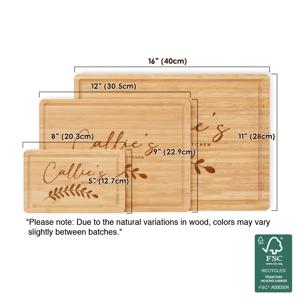 Personalized Engraved Wheat Leaf Name FSC Bamboo Kitchen Charcuterie ...