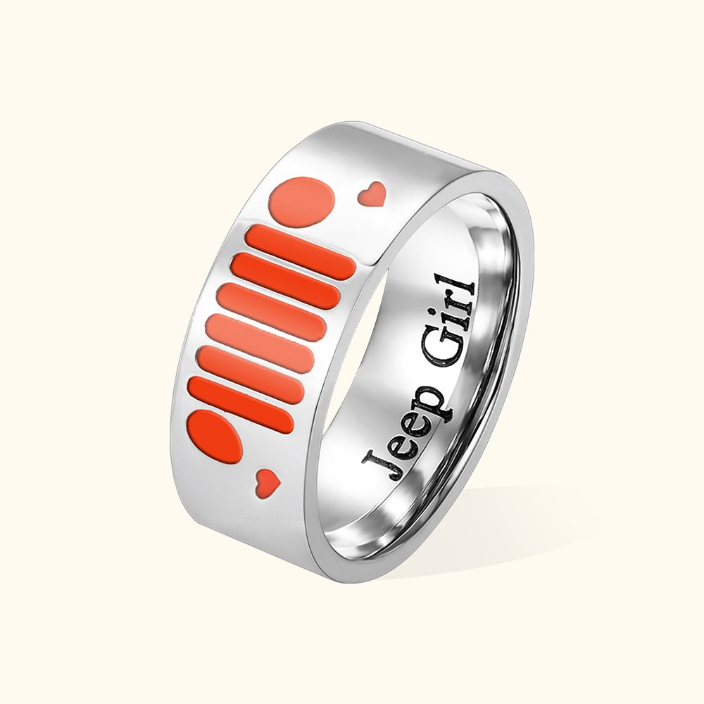 Personalized Jeep Grill and Headlights Pattern Ring with Name