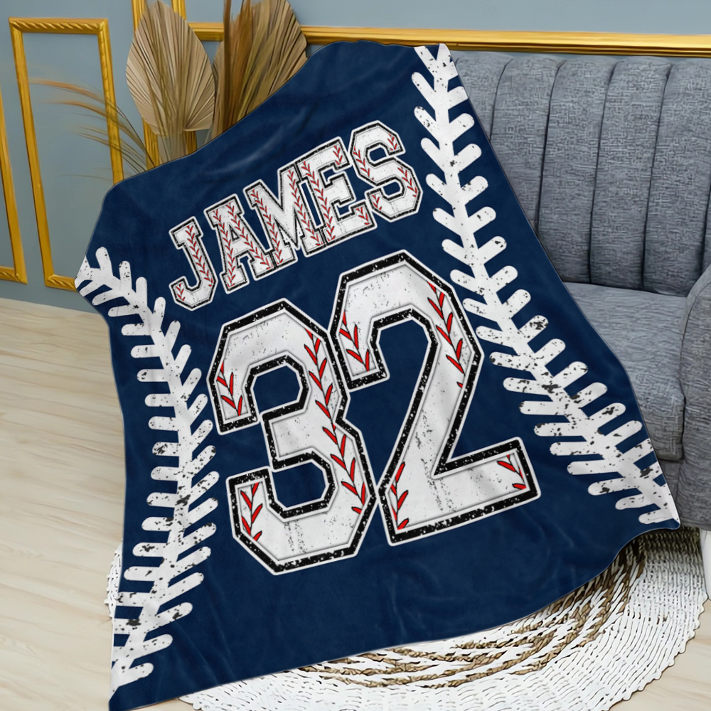 Personalized Multicolor Baseball Design Soft Throw Blanket with Name ...