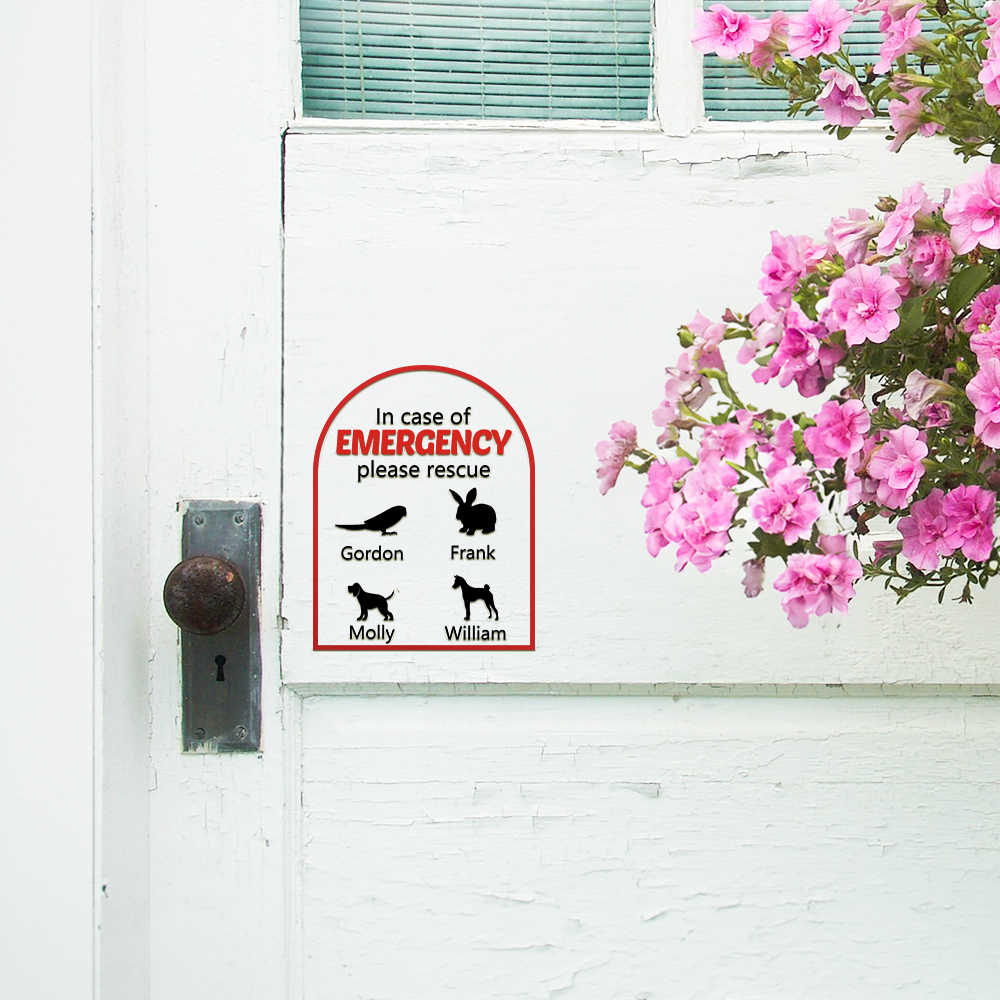 Personalized In Case of Emergency Pet Inside Rescue Waterproof Vinyl ...