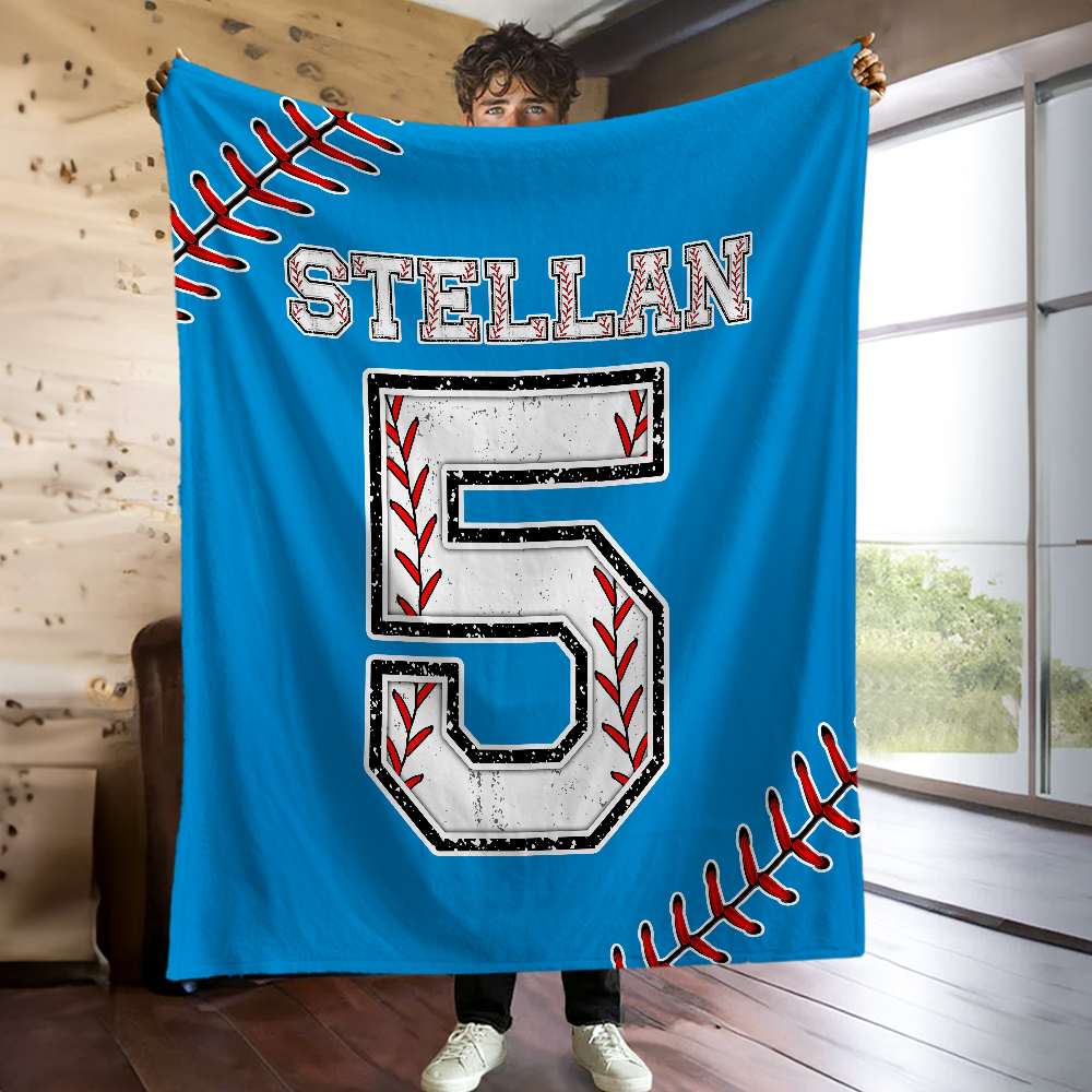 Personalized Multicolor Baseball Design Soft Throw Blanket with Name ...