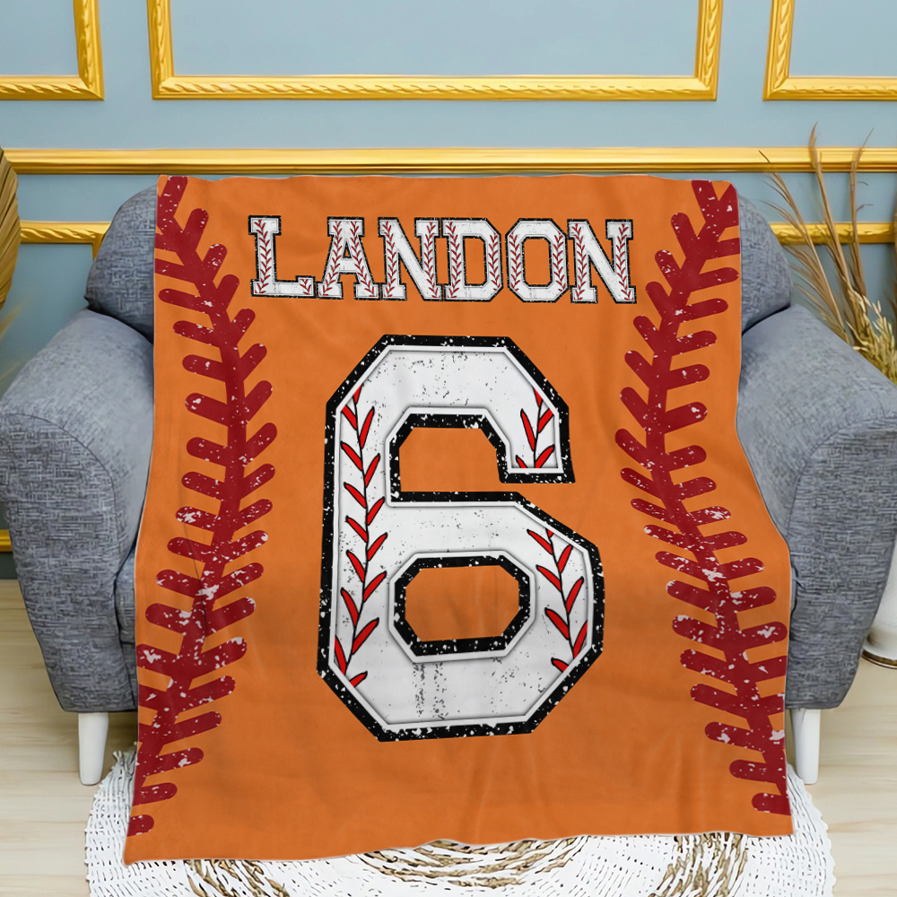 Personalized Multicolor Baseball Design Soft Throw Blanket with Name ...