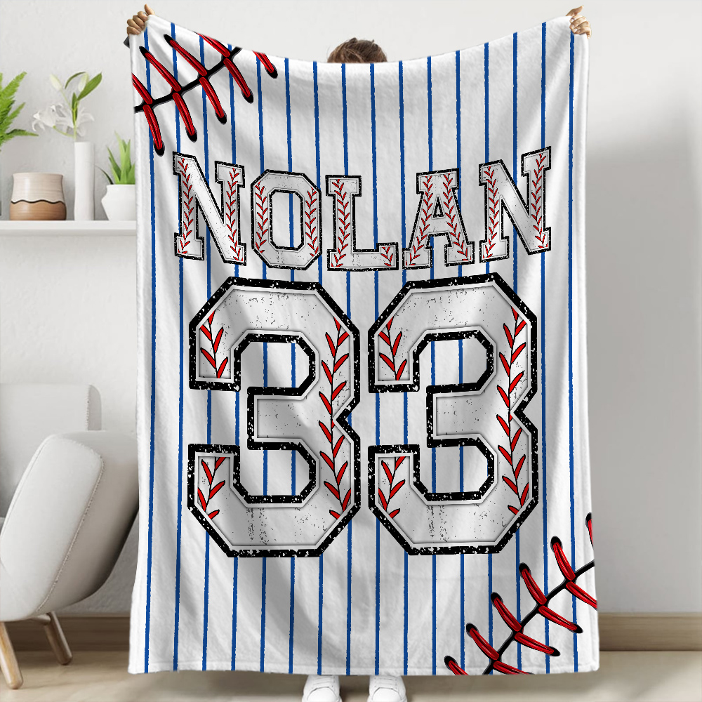 Personalized Multicolor Baseball Design Soft Throw Blanket with Name ...