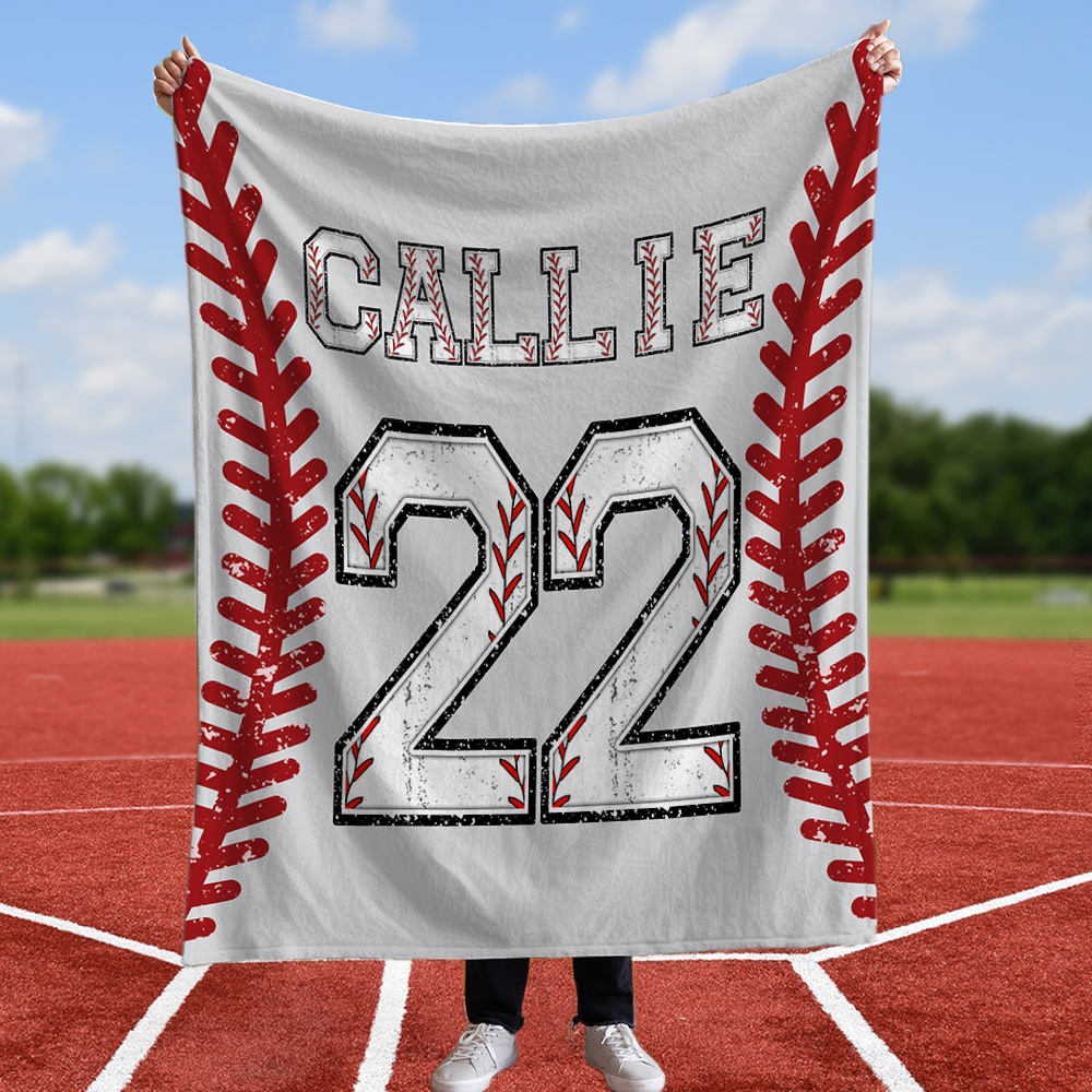 Personalized Multicolor Baseball Design Soft Throw Blanket with Name ...