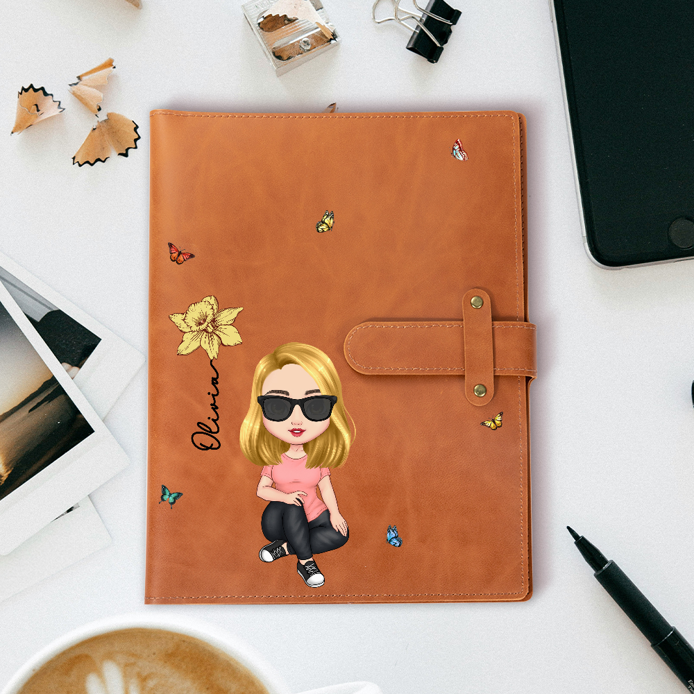 Born to Bloom Journal - Personalized PU Leather A5 Sketchbook Notebook ...