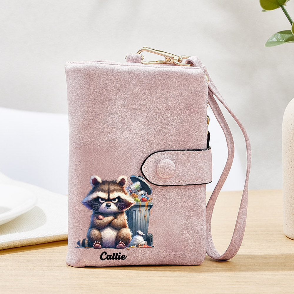 Personalized Cartoon Grumpy Animals Leather Tri-Fold Name Wallet with ...