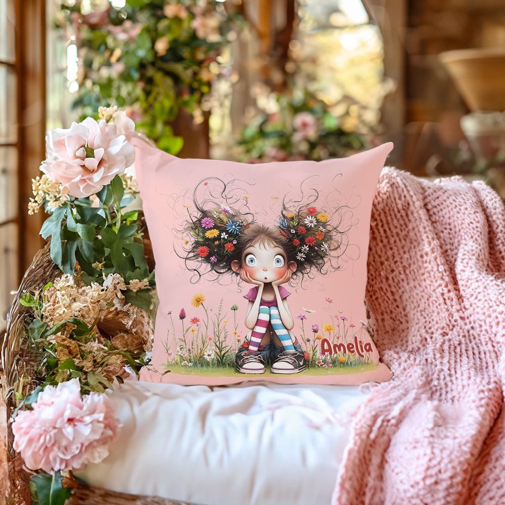 Custom Quirky Girl Pillow Cover with Name – Gift for Girls & Women - CALLIE