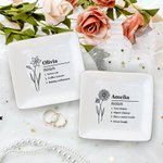 Personalized Birth Flower Ceramic Trinket Jewelry Dish with Name ...