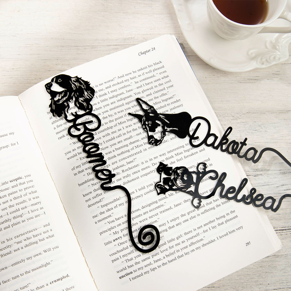 Personalized Cute Pet Dog Face Bookmark with Name School Office Reading ...