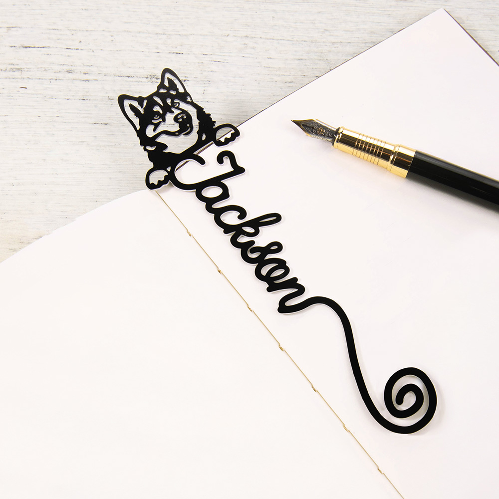 Personalized Cute Cat Dog Pet Face Bookmark with Name School Office ...