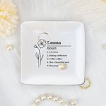 Personalized Birth Flower Ceramic Trinket Jewelry Dish with Name ...