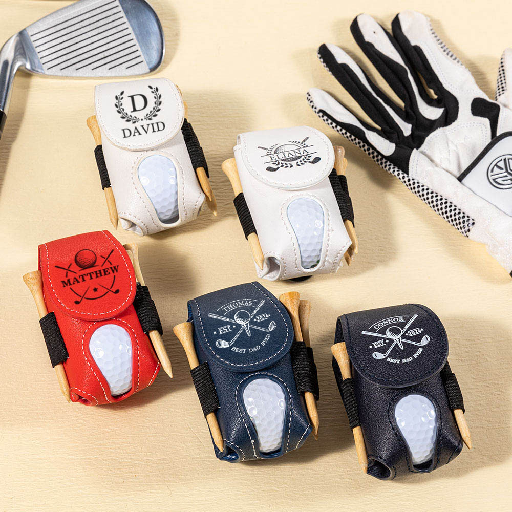 Personalized Multicolor Golf Club Design Golf Ball & Tee Holder Leather ...