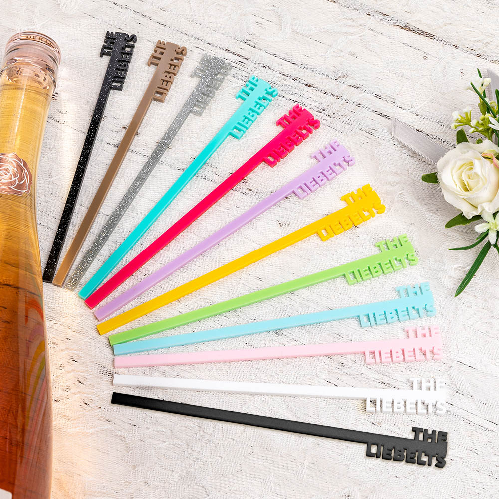 Personalized Multicolor Glitter Drink Signature Cocktail Stirrer Stick ...