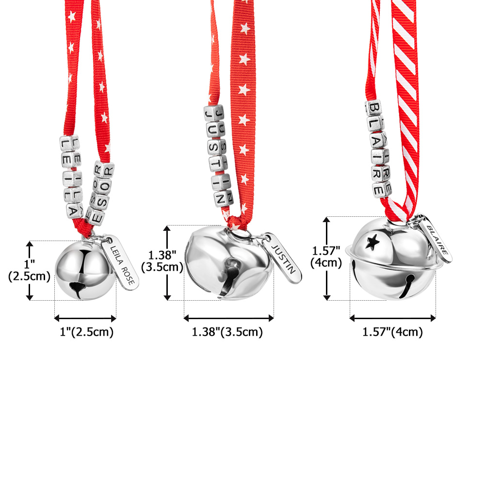 Personalized Jingle Bell Christmas Ribbon Ornament with Engraved Name ...