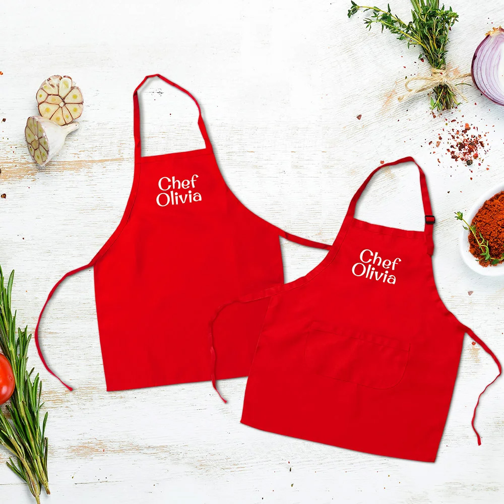 Personalized Embroidery Name Chef Apron & Hat Set for Children - CALLIE