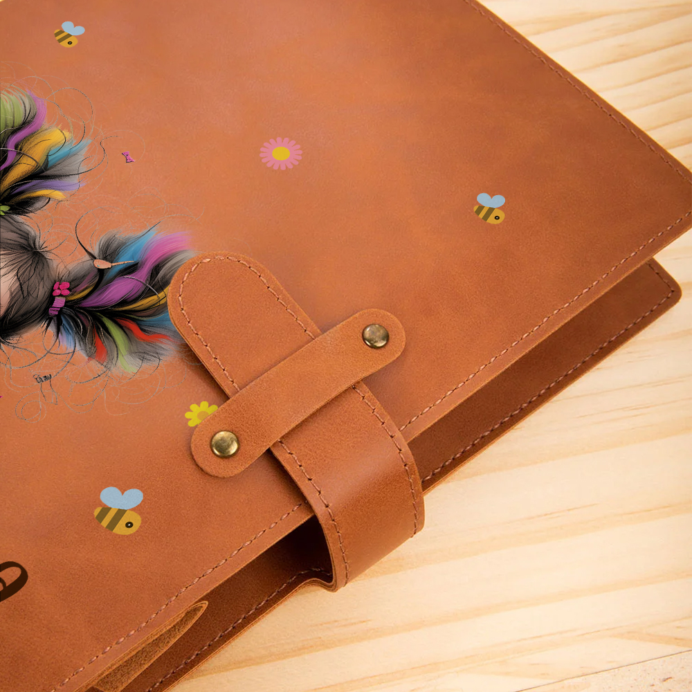Personalized Cute Whimsical Quirky Girl A5 PU Leather Notebook Cover ...