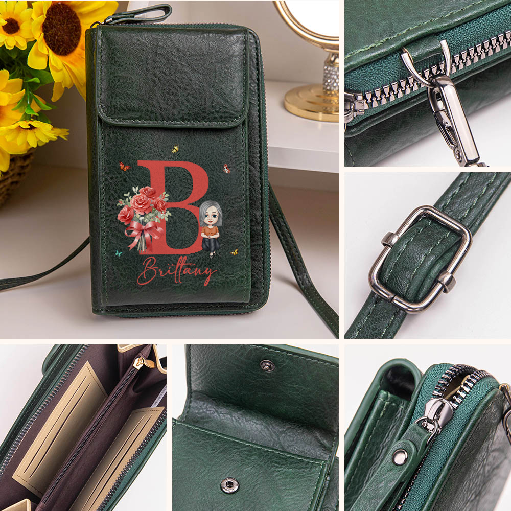Personalized Cartoon Character Birth Flower Leather Phone Wallet ...