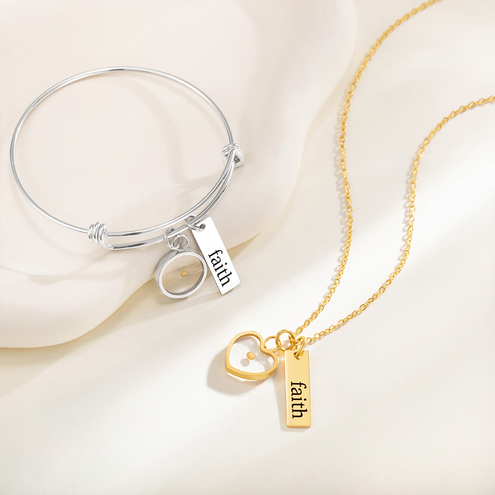 Collier et bracelet en forme de coeur avec nom gravé Christening ...