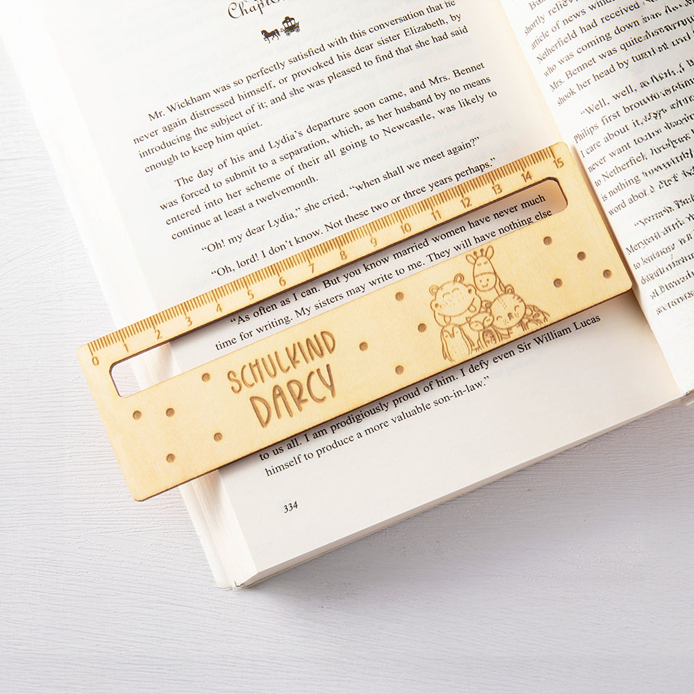 Personalised Engraved Animal Digger Rainbow Wooden Ruler Reading Aids ...