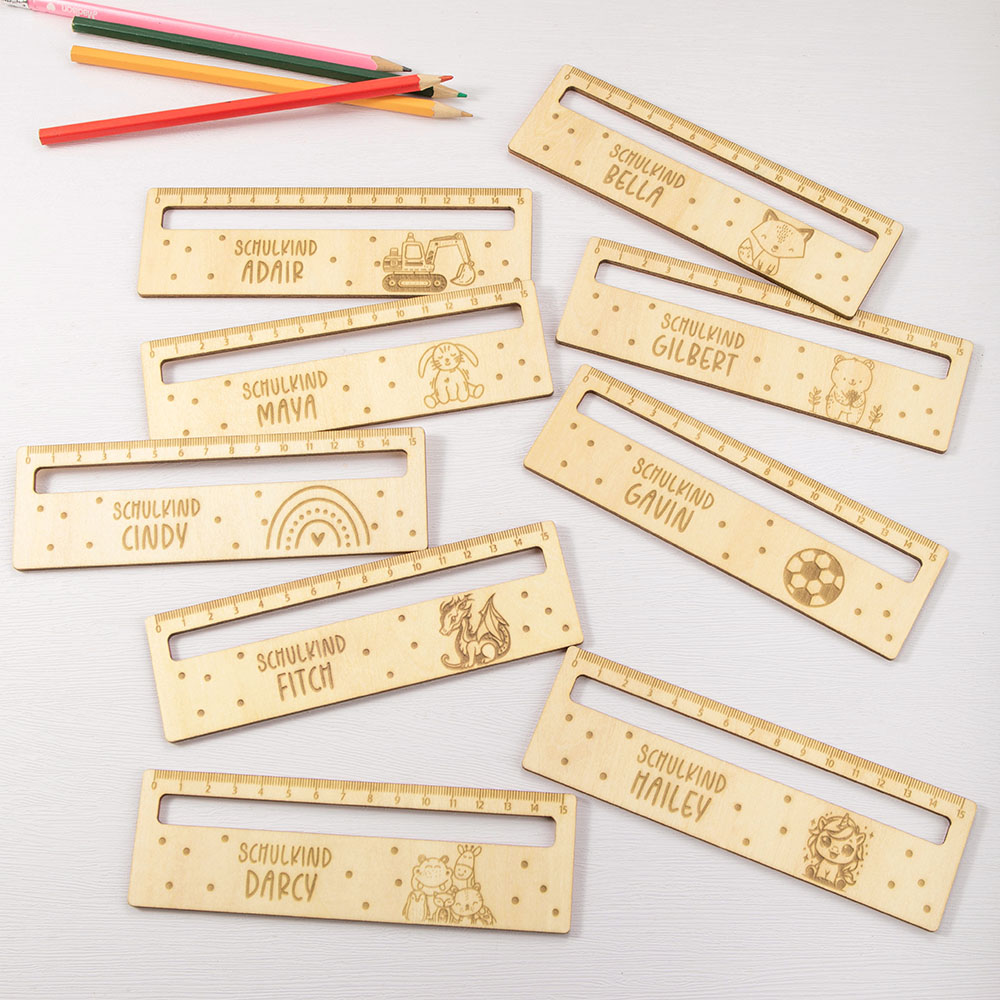 Personalized Engraved Animal Digger Rainbow Wooden Ruler Reading Aids ...