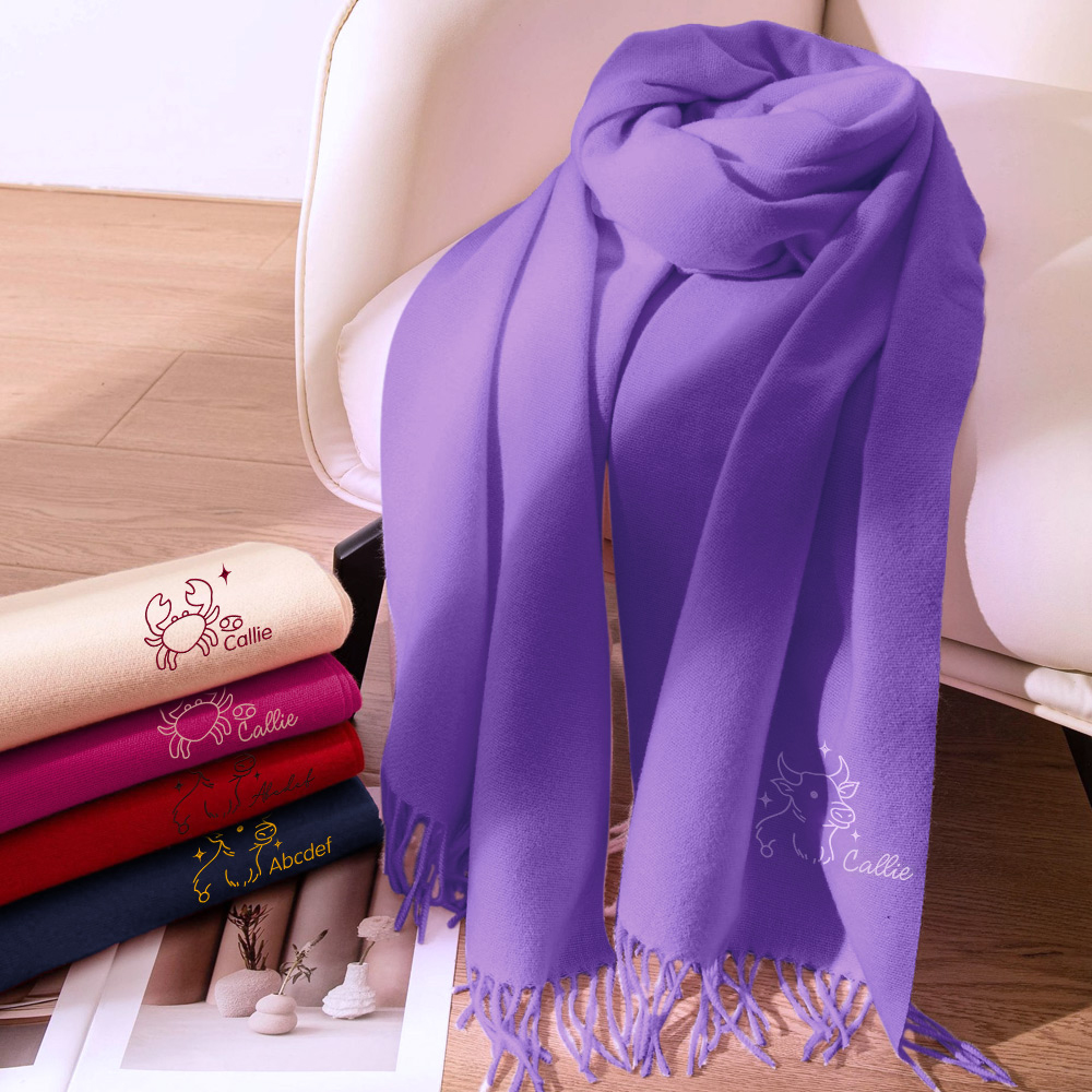 Personalized Hand-drawn Style Constellations Scarf with Embroidered ...