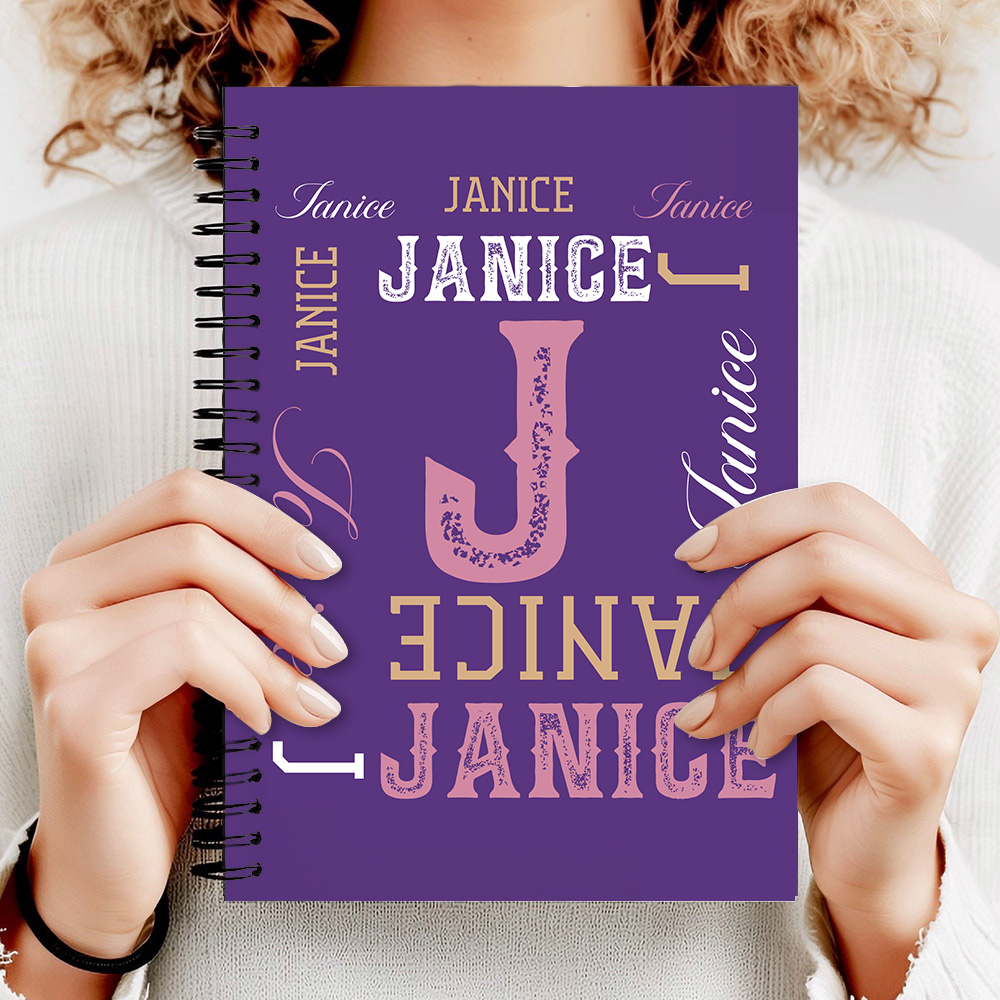 Personalised Colorful Initial Name Word Cloud A5 Spiral Notebook with ...